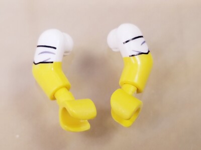LEGO Minifigure White Rolled up Shirt Arm Set Right Left with Yellow ...