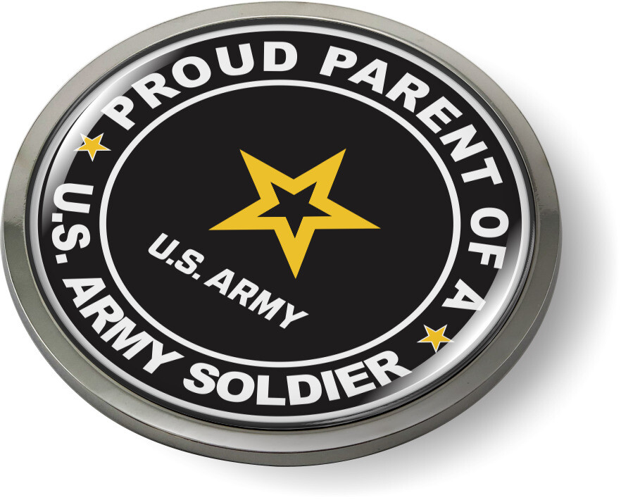 Emblem Car Sticker Chrome ROUND Bezel - Proud Parent of a U.S. Army ...