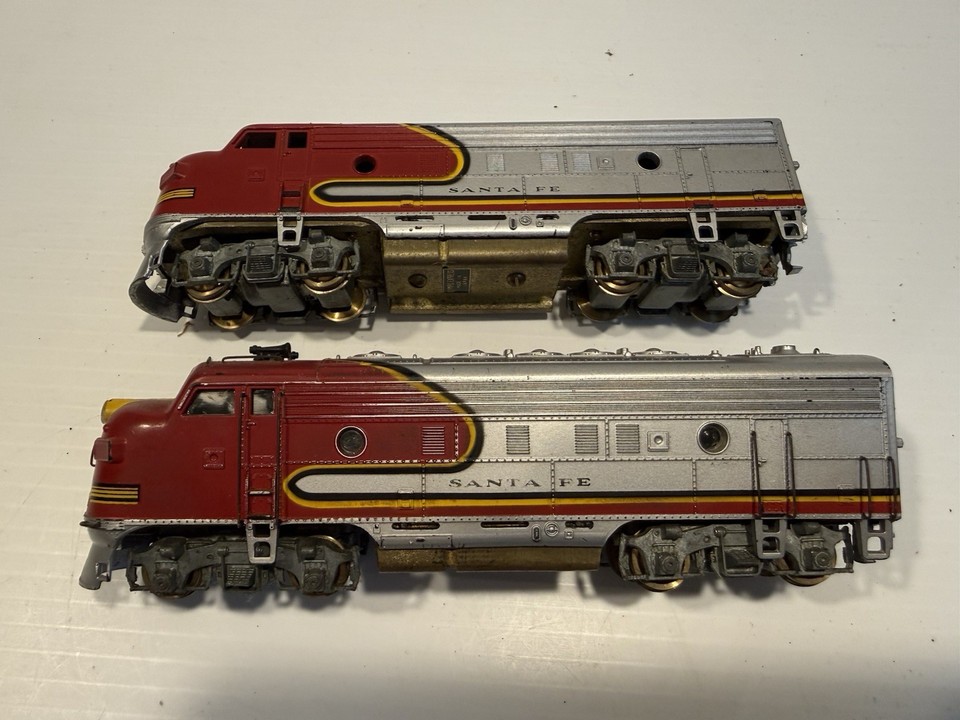 OLYMPIC EXPRESS, F7 DIESEL LOCOMOTIVE, HO, SANTA FE, VINTAGE JAPAN LOT ...
