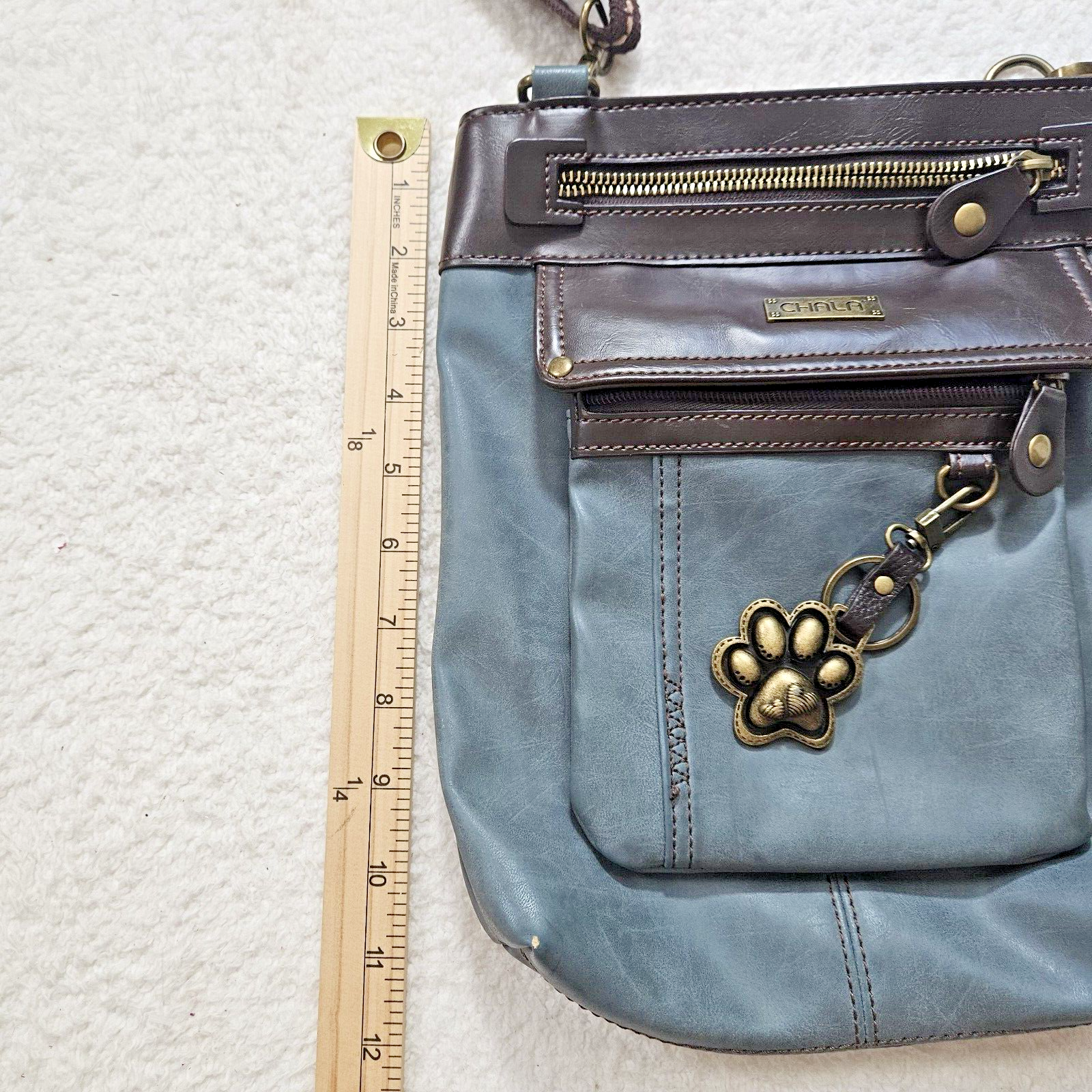 Chala Gemini Handbag Purse Messenger Bag Detachable Bag Paw Print Charm ...