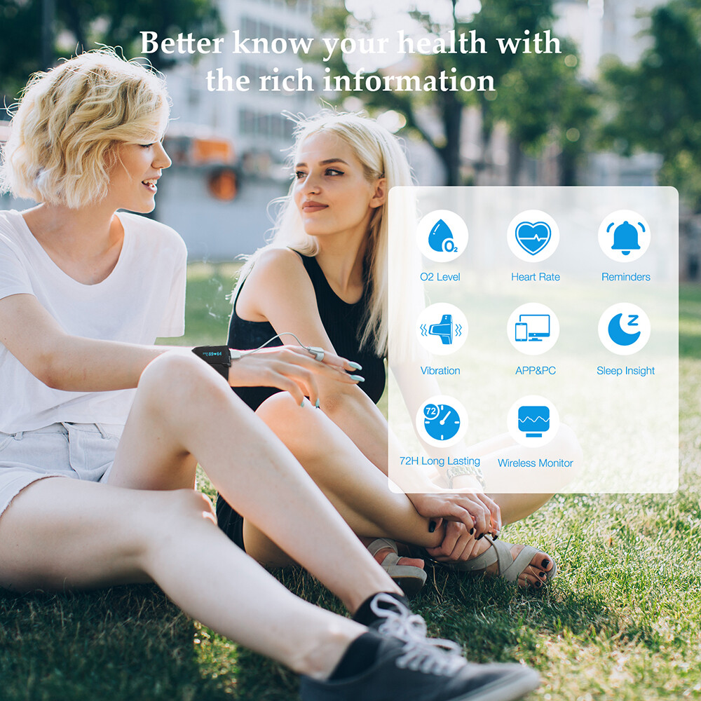 Wellue Checkme O2 Max Pulse Oximeter O2 Sensor Ring Tracking SpO2 Heart ...