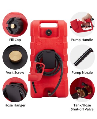 Fuel Caddy 15Gallon Portable Gas Fuel Tank Container with Manual ...