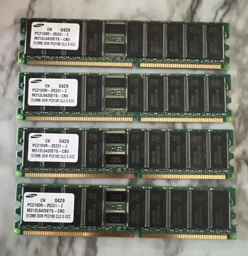 Samsung 512MB DDR PC2100R-25331-Z CL2.5 ECC RAM M312L6420ETS-CB0 Lot of ...