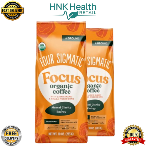 Four Sigmatic Focus Ground Coffee – Dark Roast , 10 oz Each – Pack of 2 ...