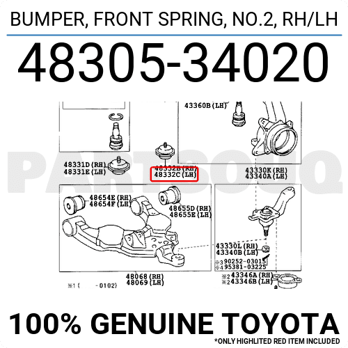 4830534020 Genuine Toyota BUMPER, FRONT SPRING, NO.2, RH/LH 48305-34020 ...