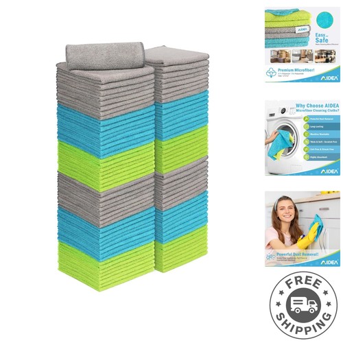 Versatile 100-Pack Microfiber Cleaning Towels - Machine Washable ...