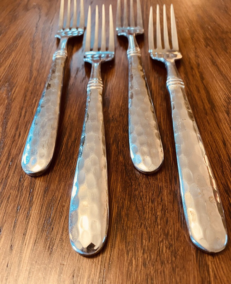 Cambridge Majesty Hammered Forged 18/10 Glossy 4- Dinner Forks 8 3/8 ...