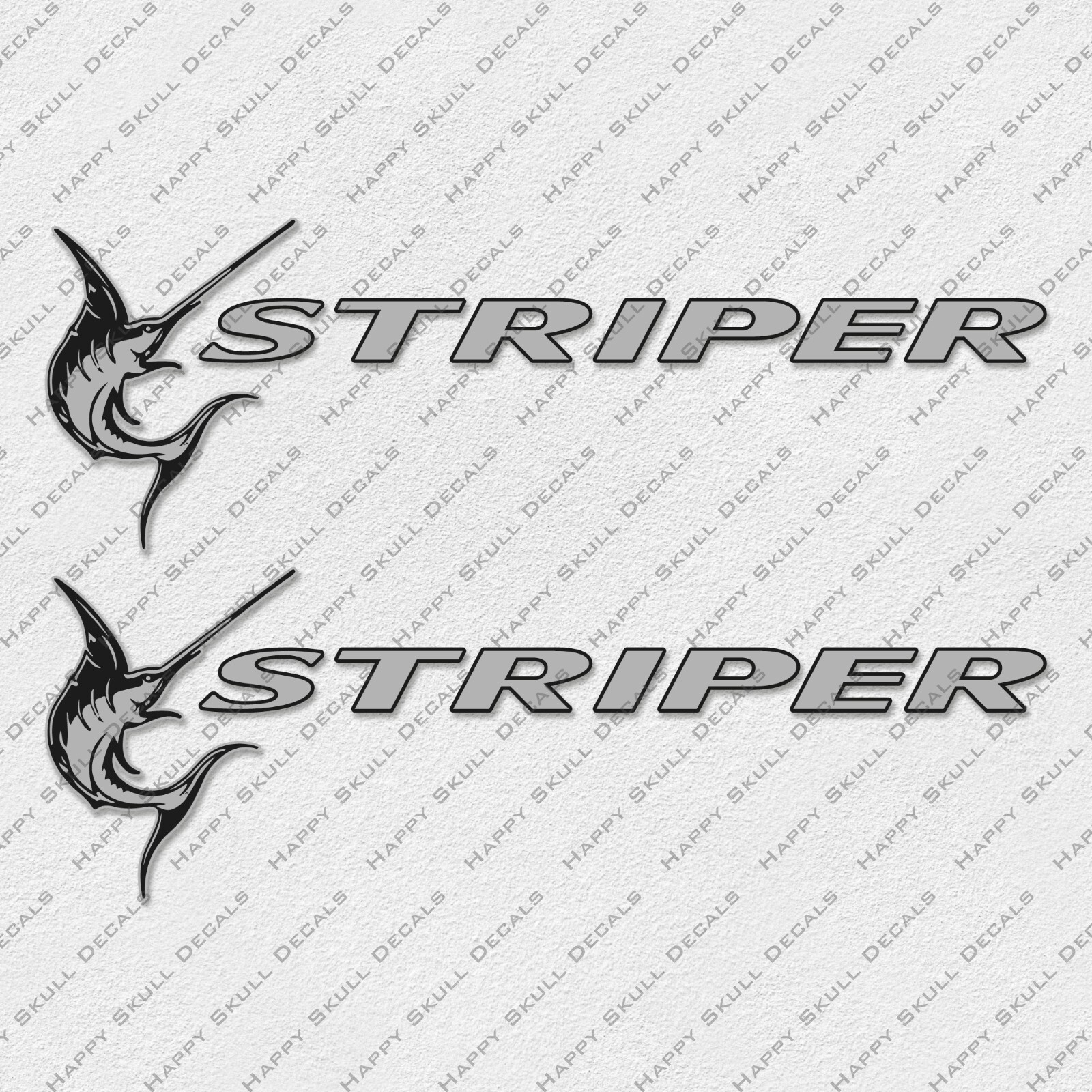 SEASWIRL STRIPER BOAT LOGO SILVER DECALS STICKERS Set of 2 22" LONG | eBay