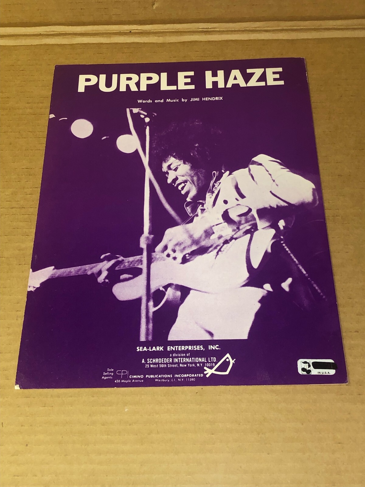 JIMI HENDRIX ORIGINAL 1967 SHEET MUSIC FOR PURPLE HAZE. RARE! SEA LARK ...