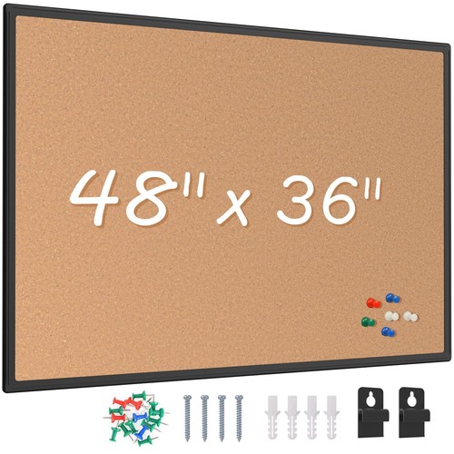 Bulletin Board 48 x 36, Black Aluminium Framed 4x3 Corkboard , Large ...