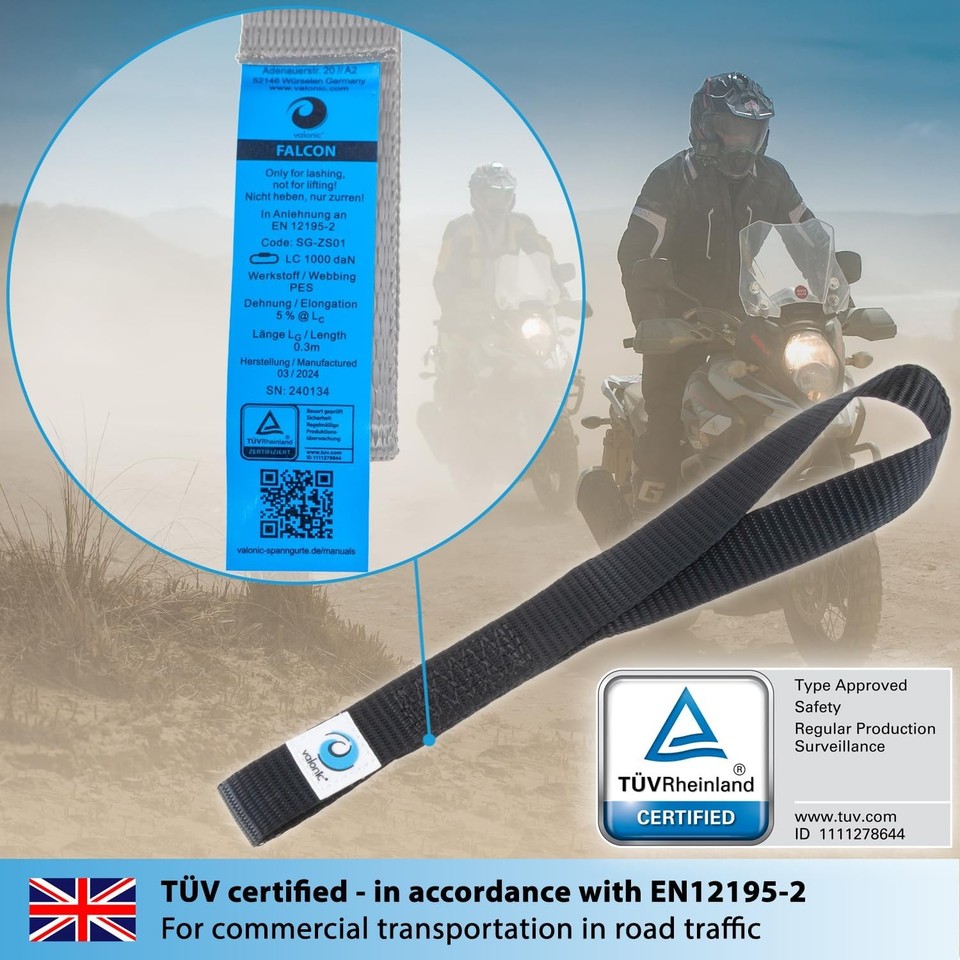 Valonic FALCON - soft loop tie down straps - EN-12195-2, 4 pack, 1000kg ...