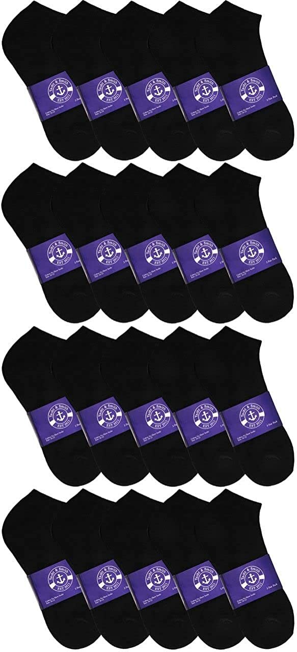 60 Pack SOCKS'NBULK Mens Cotton White Low Cut No Show Ankle Socks,Bulk ...