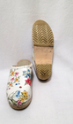 DALA CLOGS White & Multicolor Floral Leather Slip-On Swedish Clogs Size ...