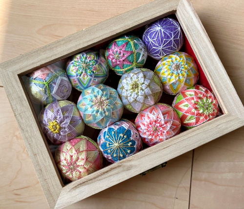 Japanese traditional handball TEMARI thread decorated ball set of 12 ...