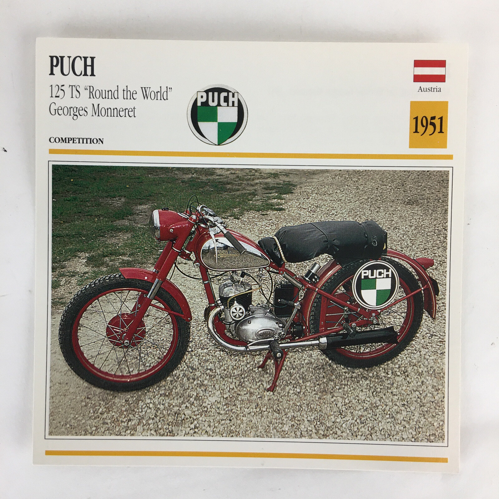 PUCH 125 TS Round the World - 1951 Spec Sheet Info Card | eBay