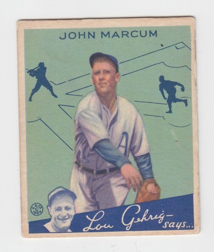 1934 Goudey #69 John Marcum Philadelphia Athletics Baseball Card Vg/Ex ...