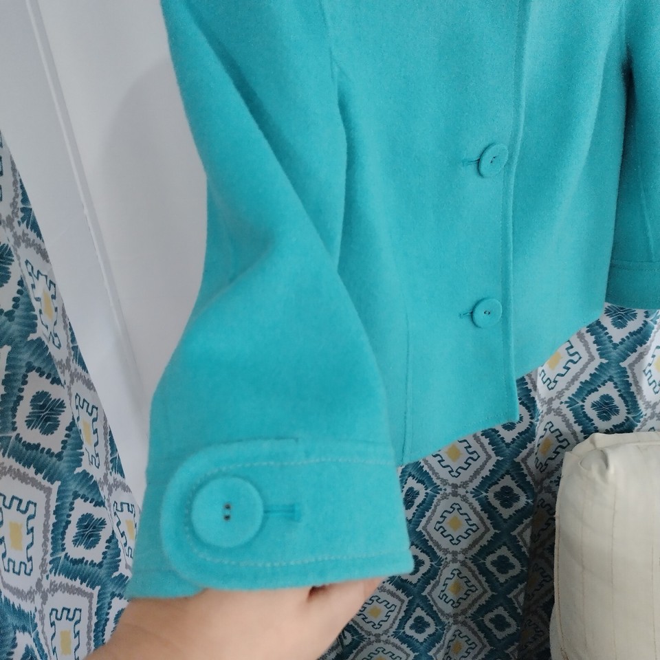 Dana Buchman Ladies size 4 Turquoise Felted Wool Button Up Jacket B4 | eBay