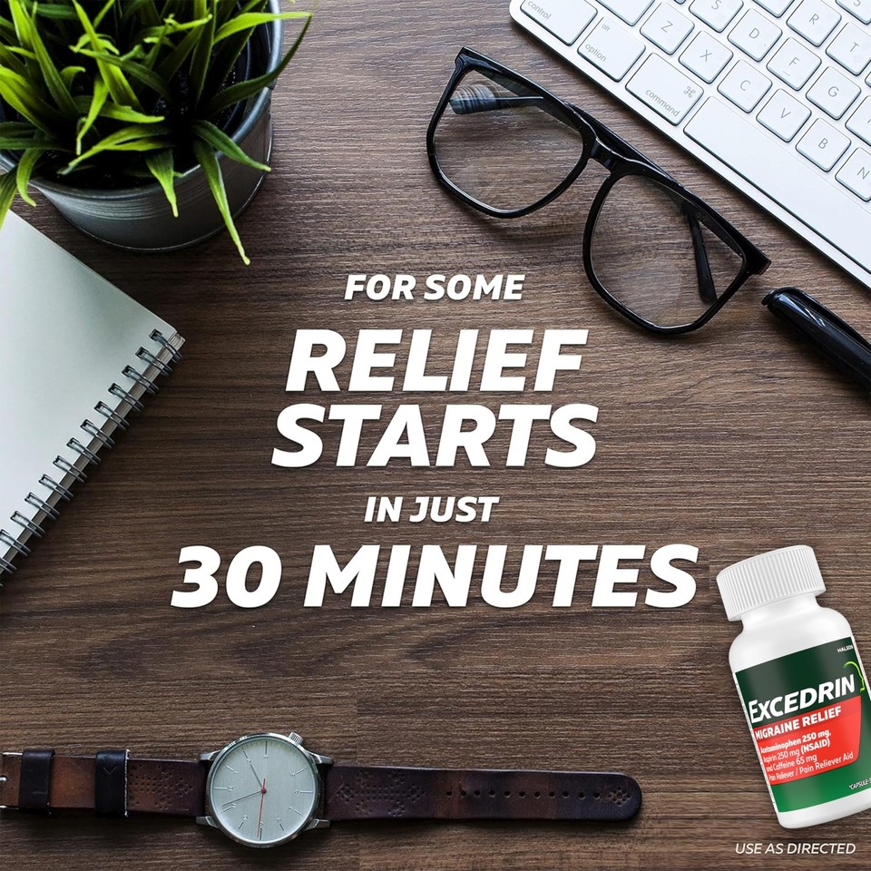 Excedrin Migraine Relief Caplets 200 Count Fast Acting Pain Relief ...