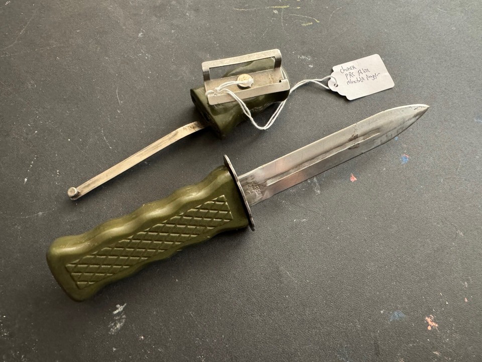 Vintage CHINESE PRC POLICE DAGGER RETRACTABLE BLADE Safety Knife *RARE ...