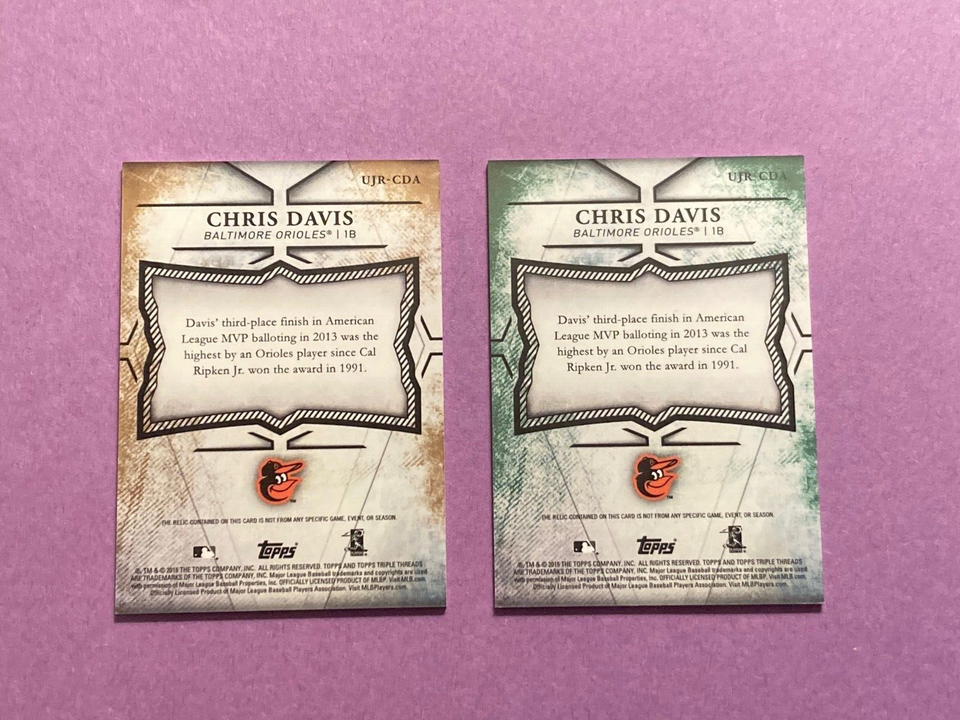 2015 Orioles 2 Topps Triple Threads Baseball Jumbo Relics Chris Davis ...