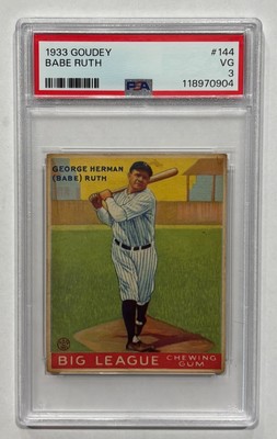 1933 Goudey Big League Chewing Gum - Babe Ruth #144 PSA 3 | eBay