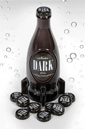 Bethesda Fallout Nuka-Cola Quartz Glass Bottle & Caps Dark Black H18 ...