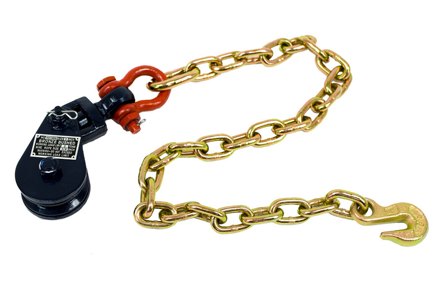 Snatch Block Shackle & Chain Anchor, V Chain Bridle w/ J Hook, 4 Tire ...