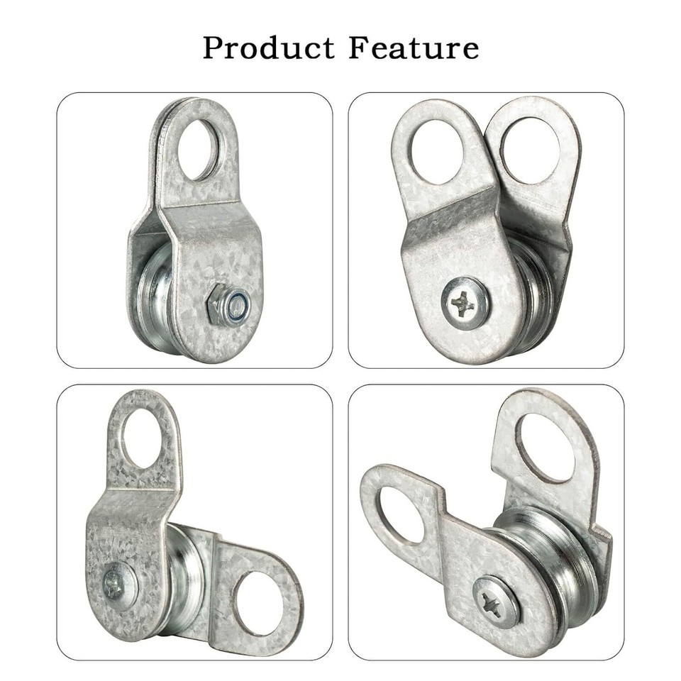 4 Pack Small Snatch Cable Pulley Block for 6mm / 0.23 Inch Wire Rope ...