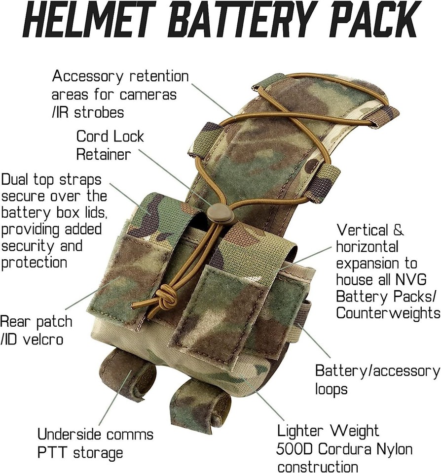 Tactical Helmet Battery Counterweight Pouch MK1 Helmet Battery Pack ...
