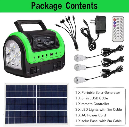 Camping Solar Panel Power Generator Kit Portable Battery Pack Power ...