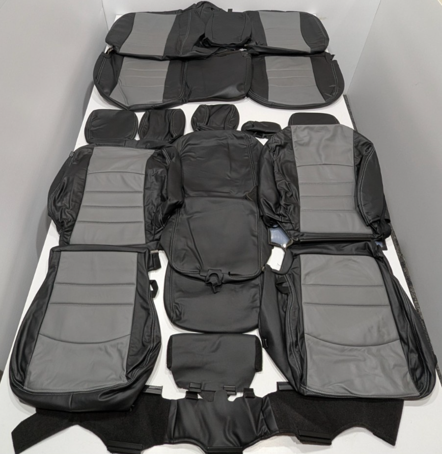 For Ram Crew Cab SLT Big Horn 2013-2024 Black Gray Leather Seat Covers ...