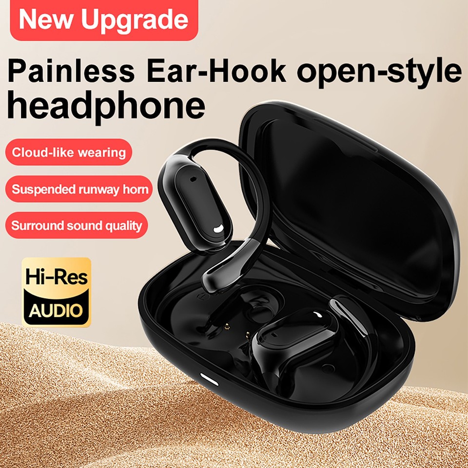 Black AI Translation Wireless BT Earbuds Open-Ear Music Headphones Ear ...