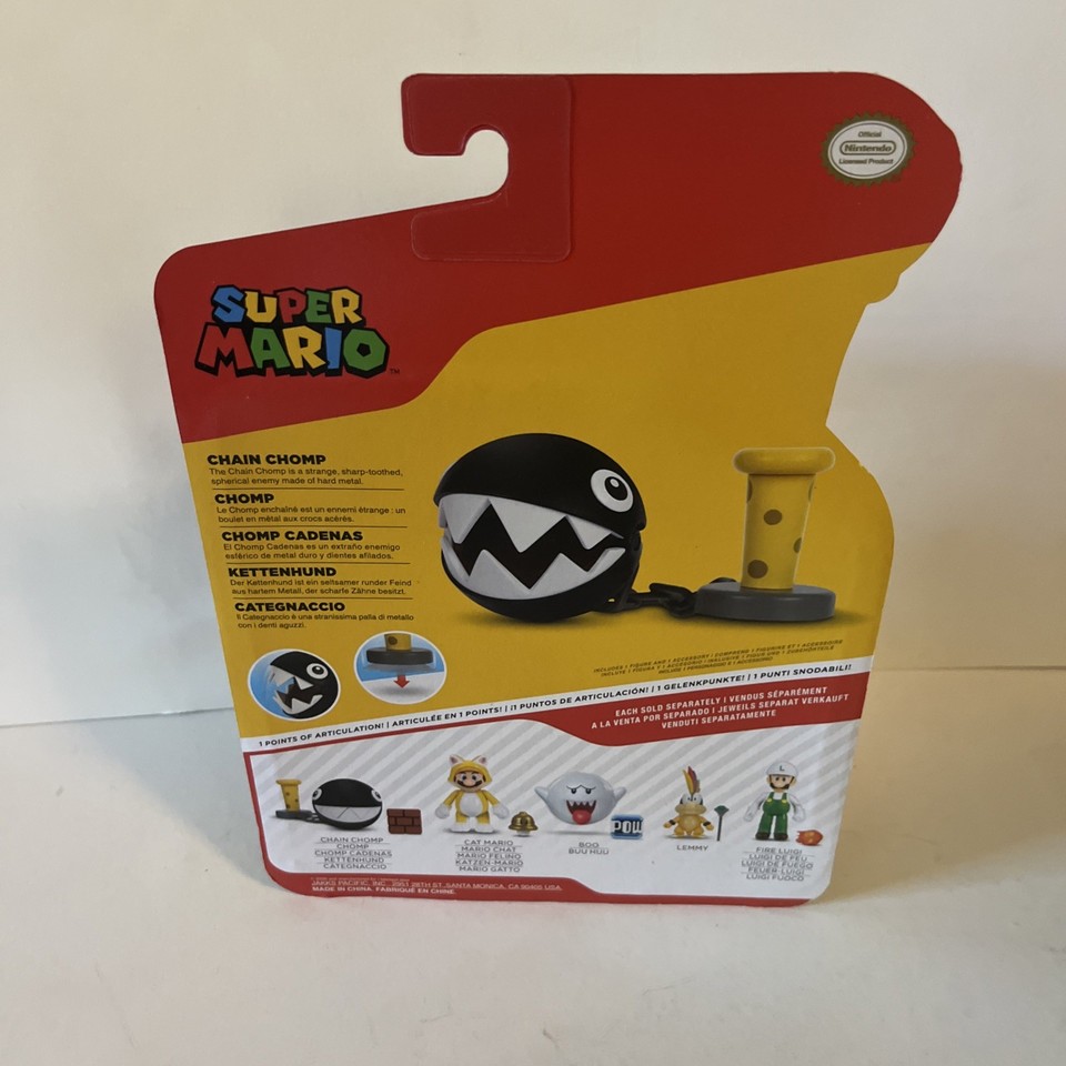 Jakks World of Nintendo Super Mario CHAIN CHOMP w Block 4" Figure NEW ...