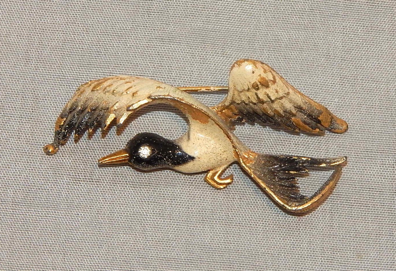 Vintage Mamselle Enameled Flying Duck Pin Brooch - Gem