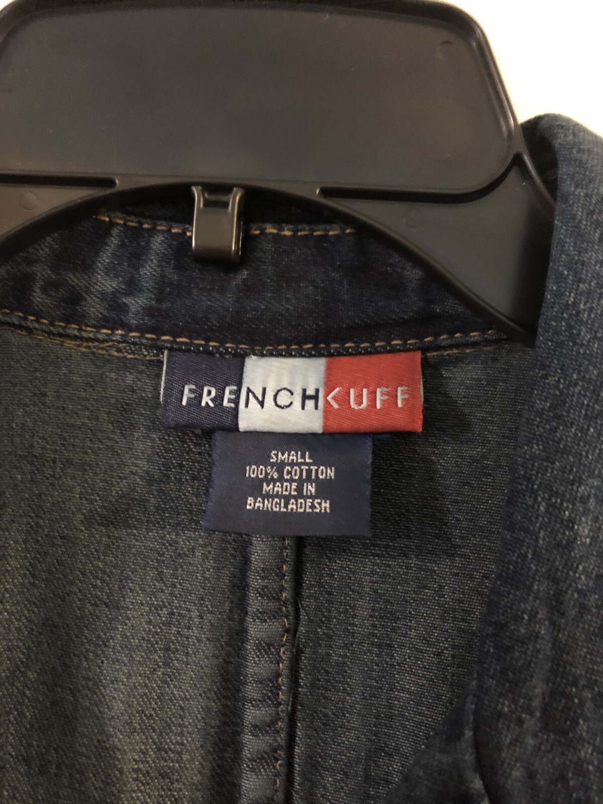 NWT French Cuff Denim Jean Jacket Woman's Size Large Double Breasted ...