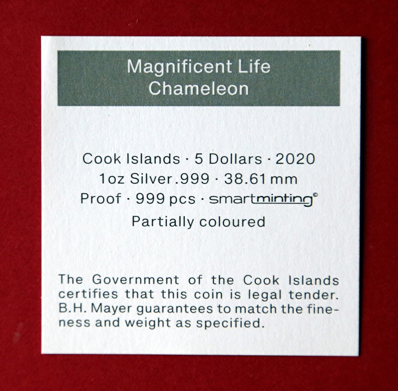 2020 $5 Cook Islands CHAMELEON PCGS PR70 DCAM FDI, Box/COA, Low Mintage ...