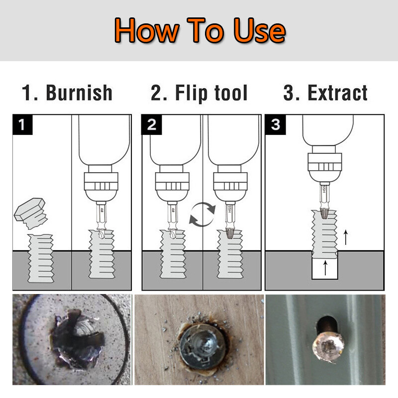 12PC Damaged Screw Extractor Set Easy Out Broken Drill Bit Remover Kit ...