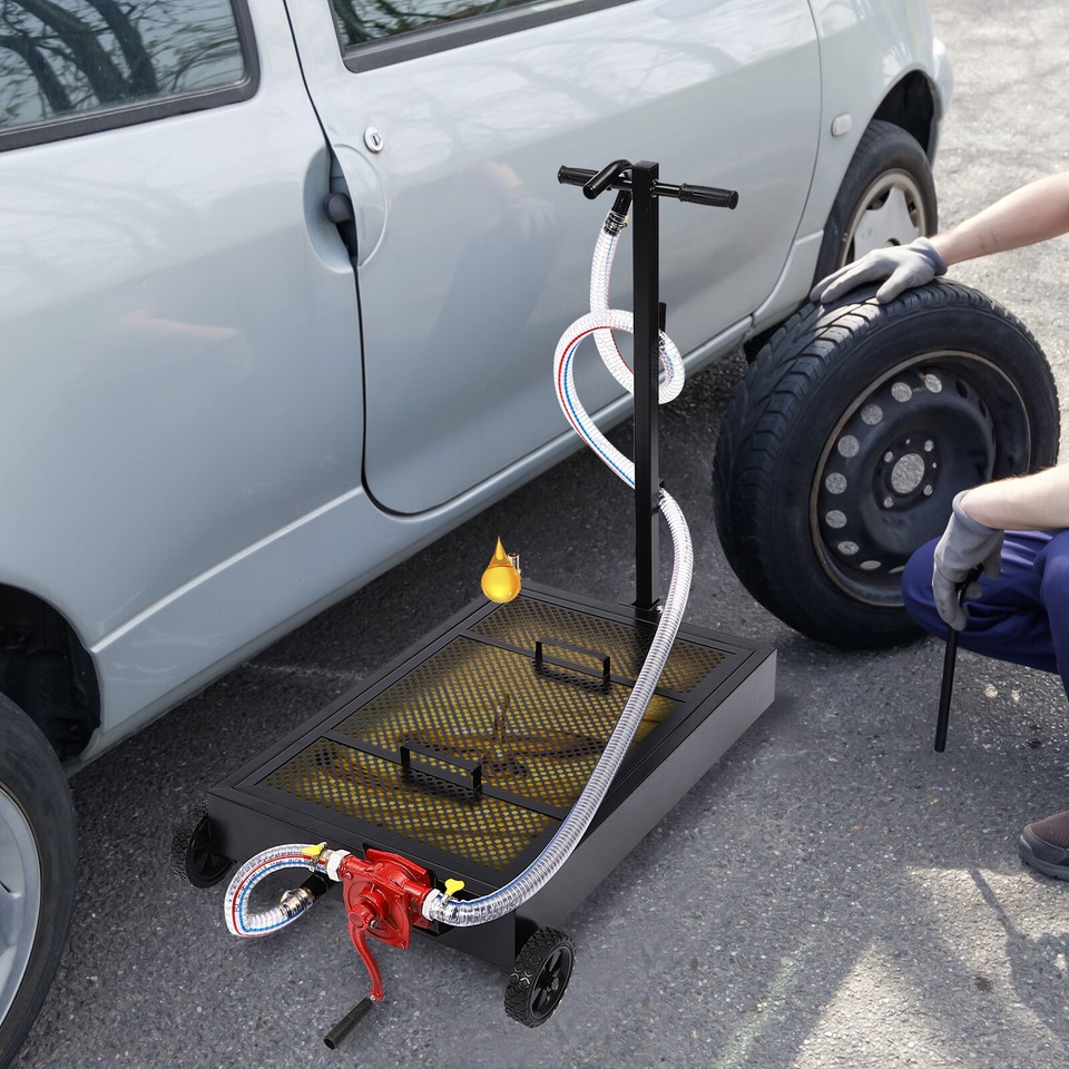 15 Gallon Low Profile Waste Oil Drain Pan Tank Steel Reservoir Quick ...