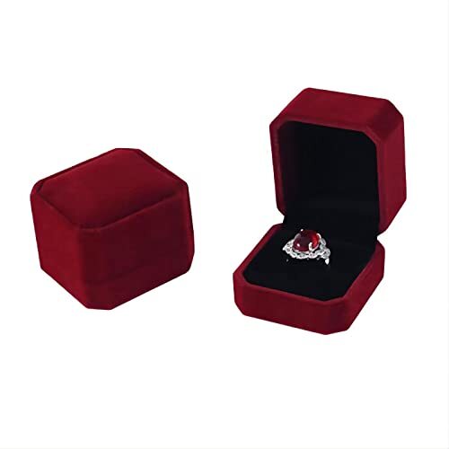 2 Pack Velvet Ring Boxes, Earring Pendant Jewelry Case, Ring Earrings ...