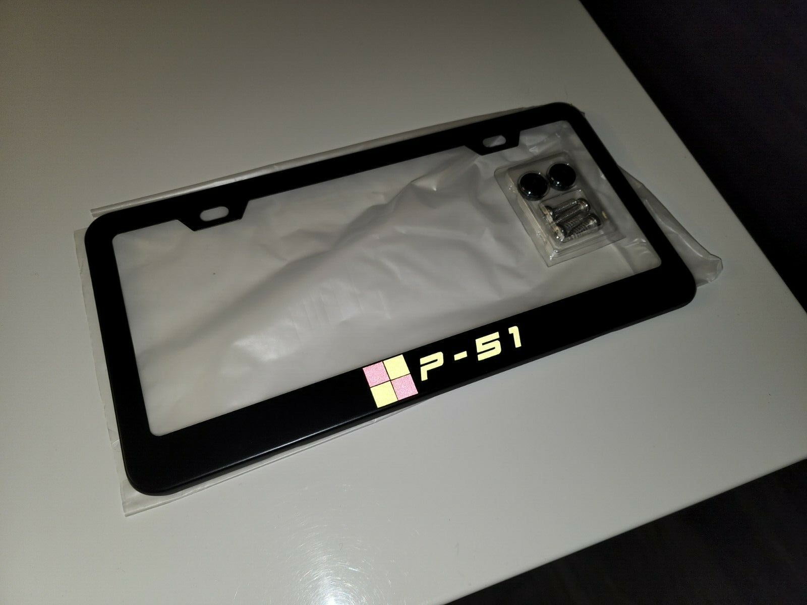 Ford Mustang Roush Black Metal License Plate Frame Cover Tag with P-51 ...