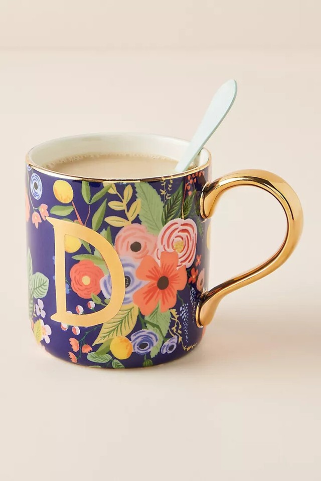 Anthropologie Rifle Paper Co Monogram Coffee Cup Mug, Garden Party NEW ...