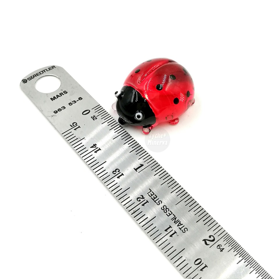 Tiny Red Blown Glass Ladybug Handmade Hand Painted Figurine Animal Home ...