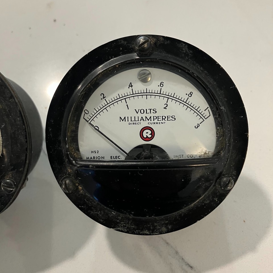 Vintage Marion Electric HS2 DC Panel Meter Lot (2) – Ammeter & Volt ...
