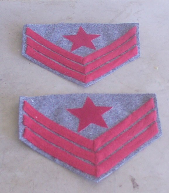 Ordnance Sgt Chevrons, Confederate Artillery, Red on Gray, Civil War ...