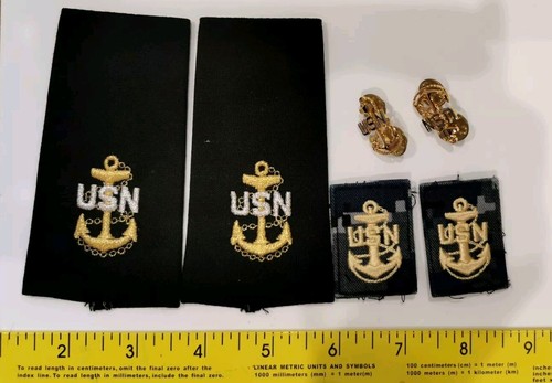 U.S. NAVY SOFT SHOULDER MARK Collar Device E7 CHIEF PETTY OFFICER CPO ...