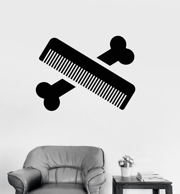 Vinyl Wall Decal Bone Comb Pets Grooming Services Beauty Salon Stickers ...