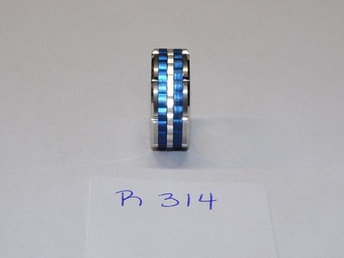 Triton Tungsten Carbide Wedding Ring 9mm Size 8-3/4 Silver w/ Blue ...