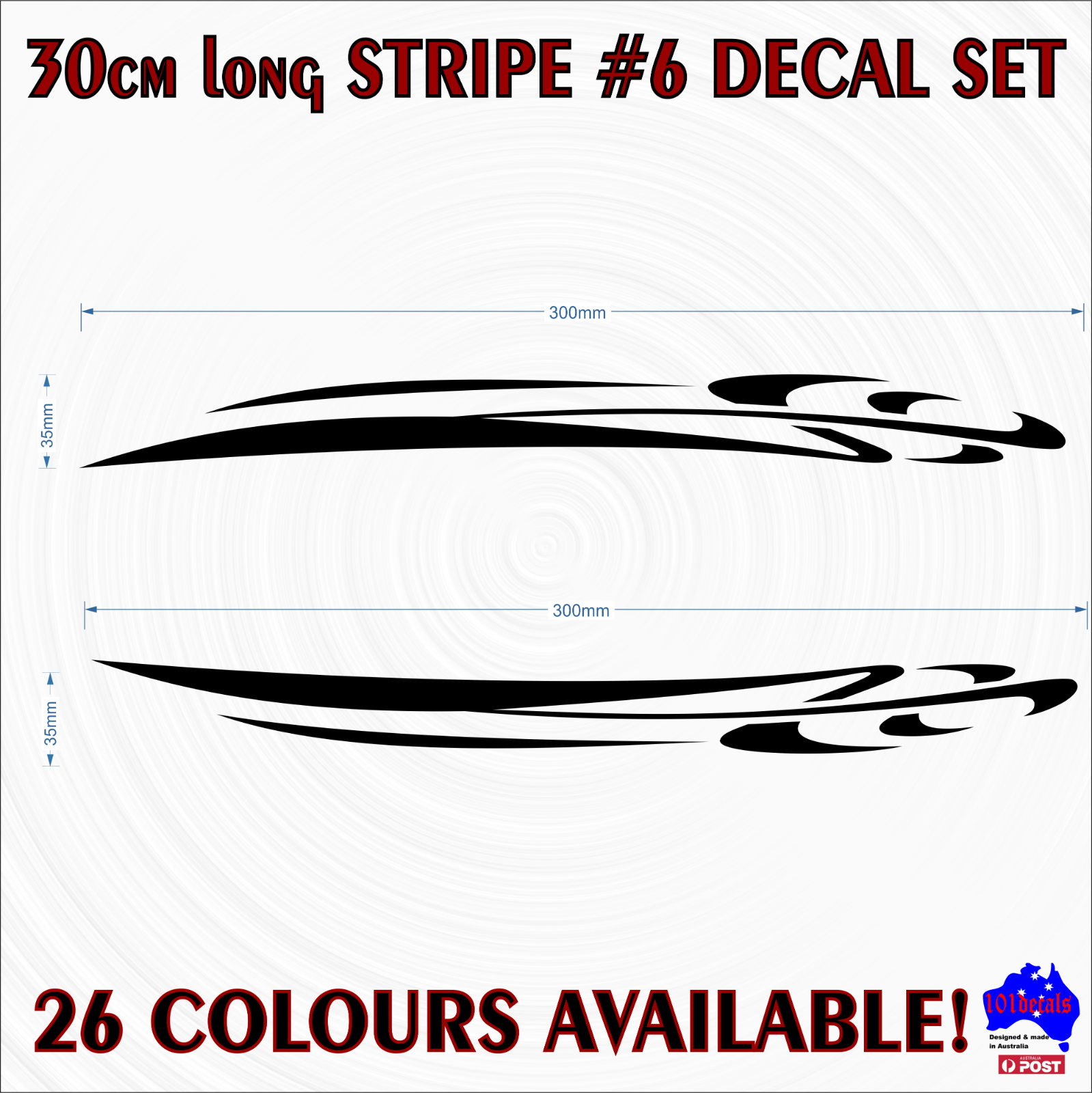 30cm STRIPE #6 striping decal sticker set! Car,ute,caravan,boat marine ...
