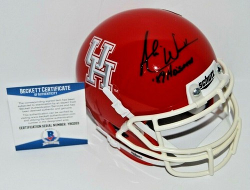 ANDRE WARE signed (HOUSTON COUGARS) Red mini football helmet BAS ...