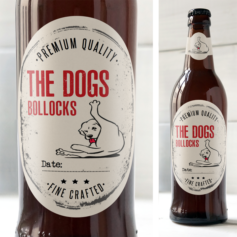Fun Named Dogs Bollocks HOMEBREW HOME BREW BOTTLE LAGER BEER CIDER ...